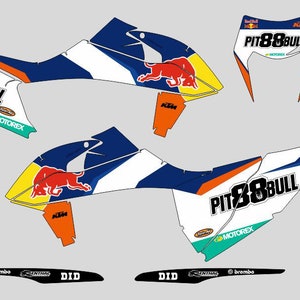 Custom Red Bull Design Decals Graphic Kit, Kawasaki Yamaha KTM Honda ...