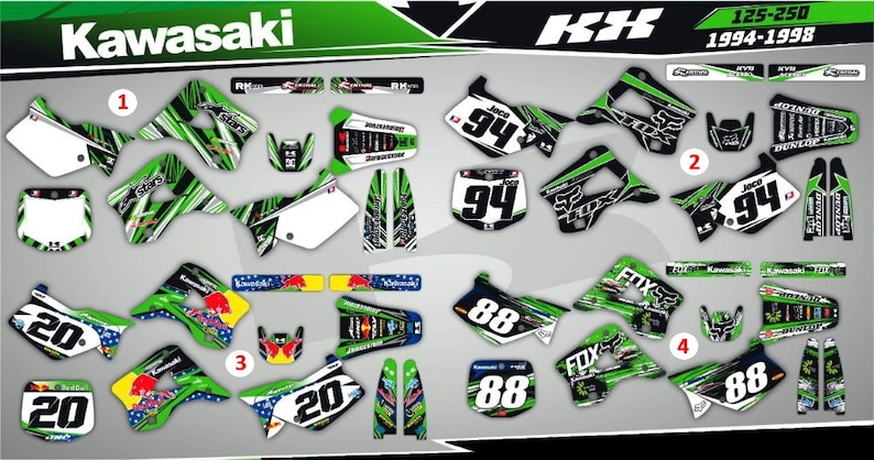 Kawasaki Kxf Kx450f Kx250f Kx Klx Motorcycle Vinyl Graphic Decal for ...