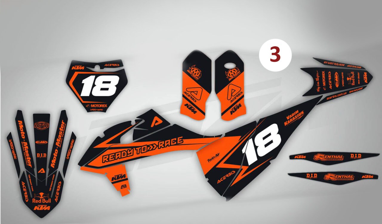 Vinyl Decals Graphic Kit for Motocross, Motorcycle KTM kovi Beta ...