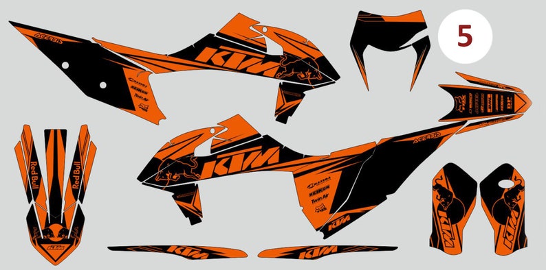 Custom Red Bull Design Decals Graphic Kit, Kawasaki Yamaha KTM Honda ...