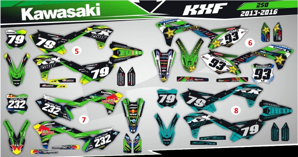 Kawasaki Kxf Kx450f Kx250f Kx Klx Motorcycle Vinyl Graphic Decal for ...
