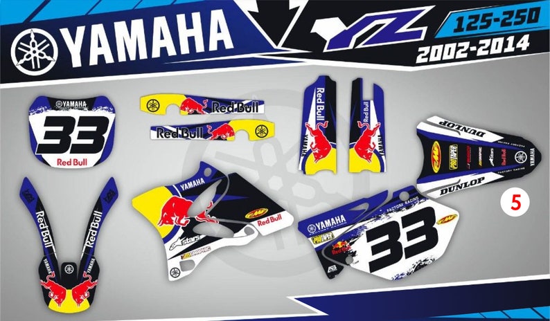 Custom Decal Graphic Kit for Dirt Bike Yamaha Yzf 250 450 Yz 85 125 Wrf ...