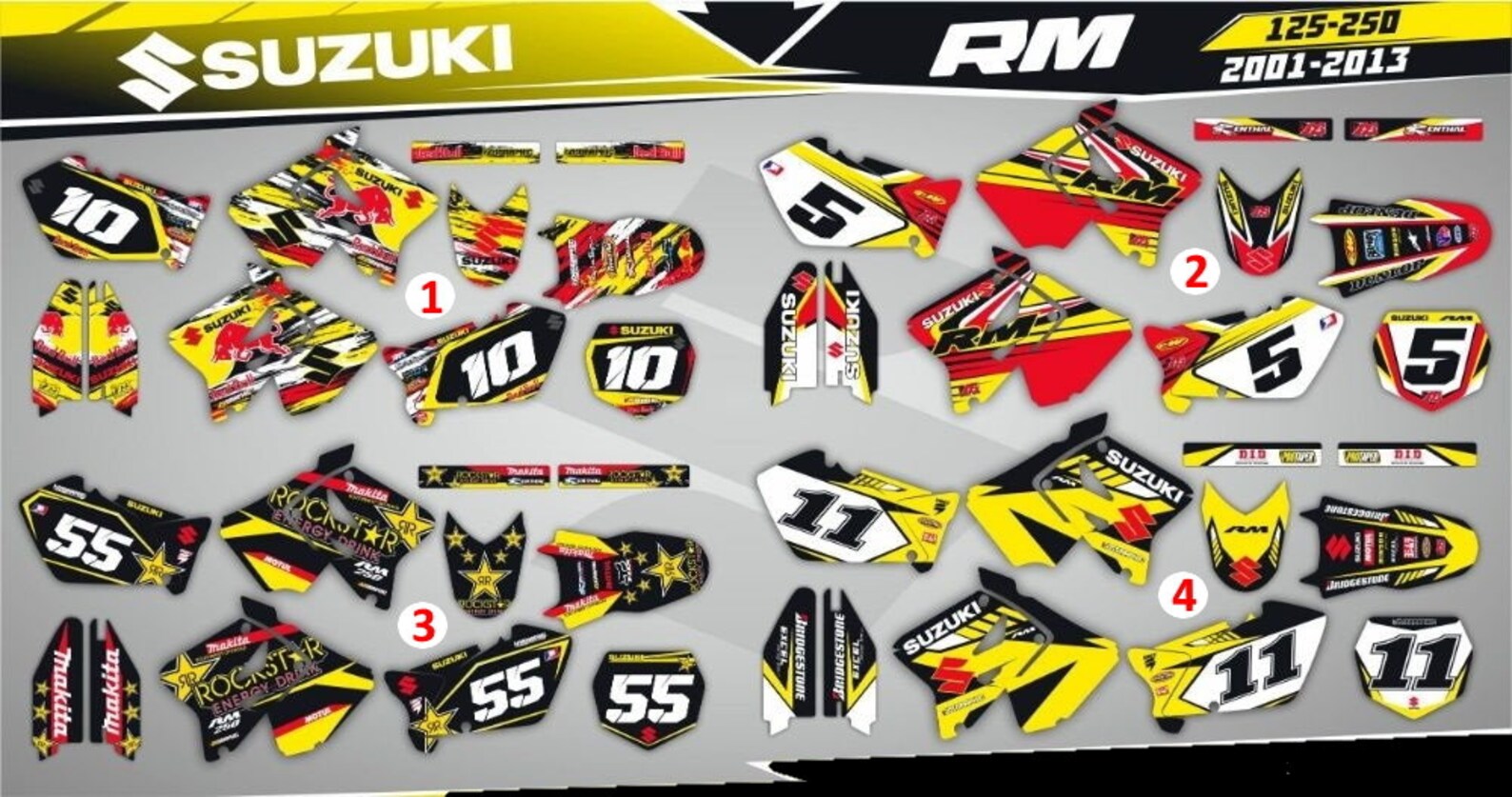 Motorcycle Suzuki Rm Rmz Drz Djebel Dr Decals Graphic Kit, Motorcycle ...