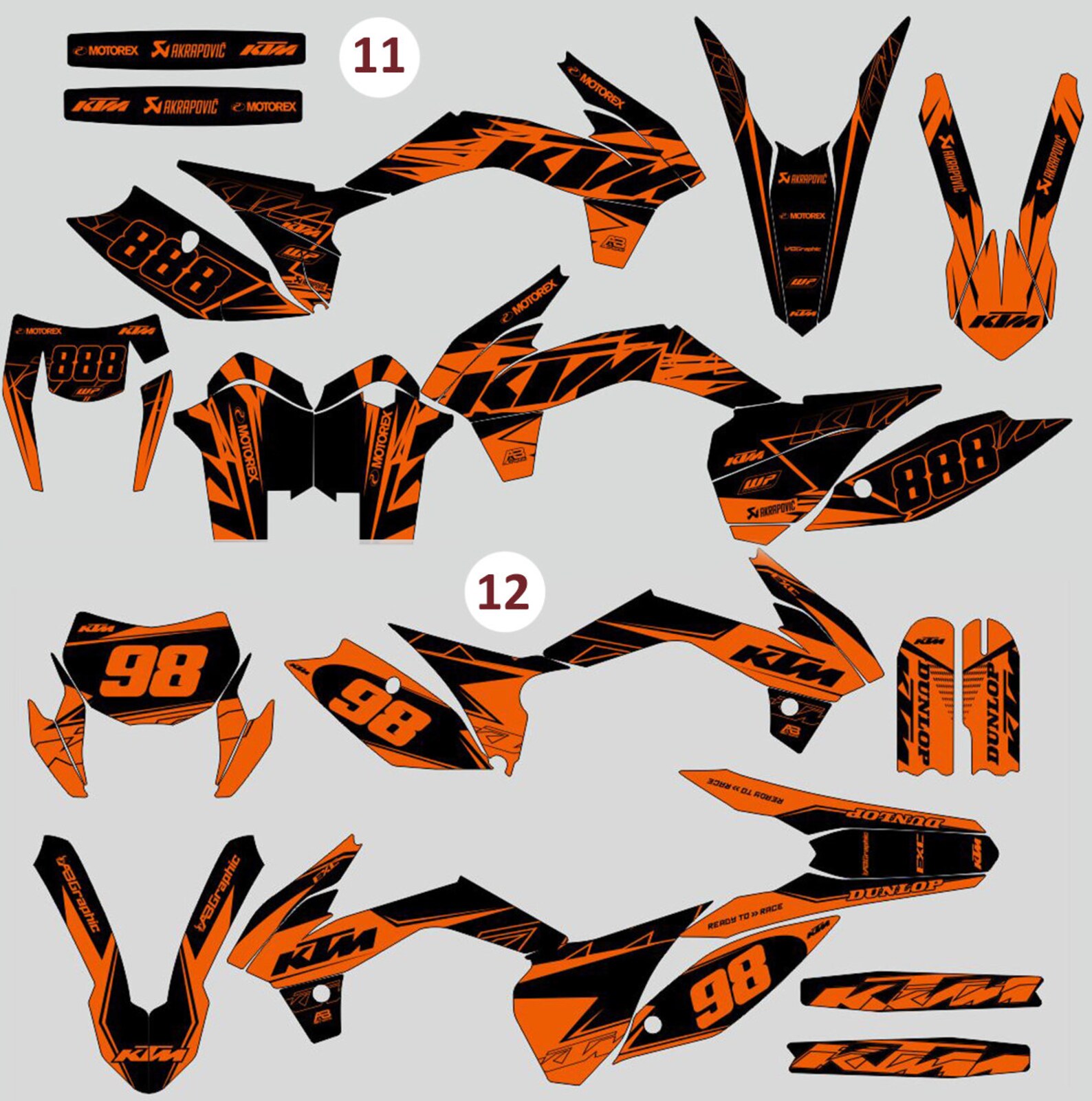 Custom KTM Motorcycle Decals, Protective Vinyl Stickers, Enduro ...