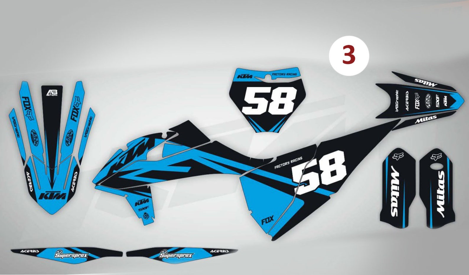 Motocross Decals Graphic Kit, Vinyl Protective Stickers for Motorcycle ...