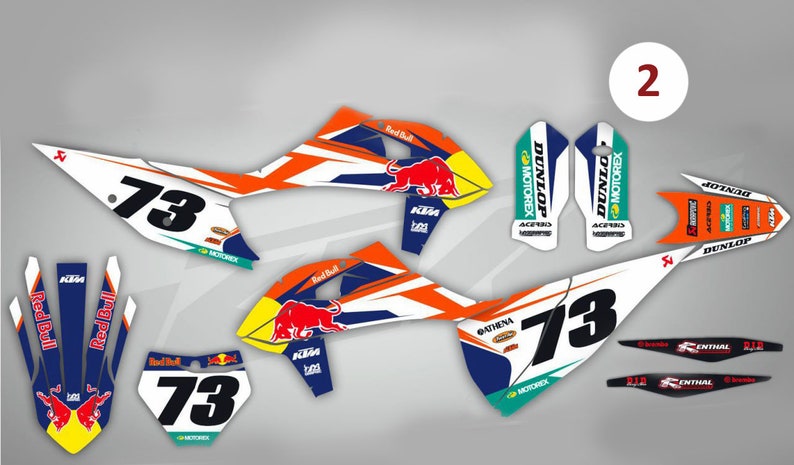 Custom Red Bull Design Decals Graphic Kit, Kawasaki Yamaha KTM Honda ...