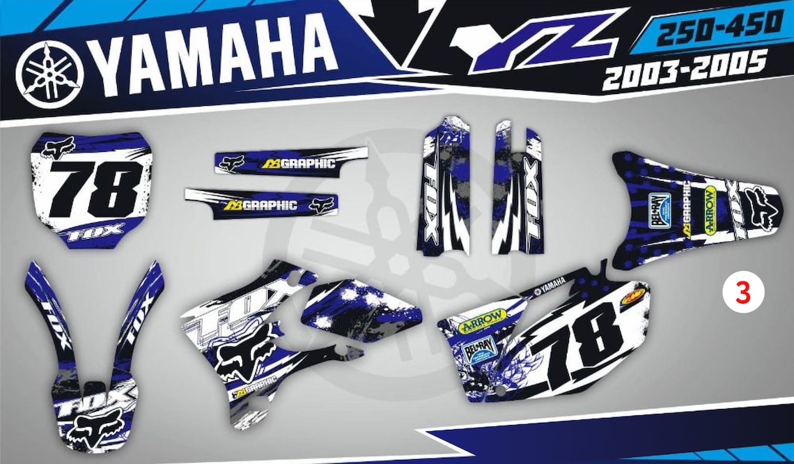 Custom Decal Graphic Kit for Dirt Bike Yamaha Yzf 250 450 Yz 85 125 Wrf ...