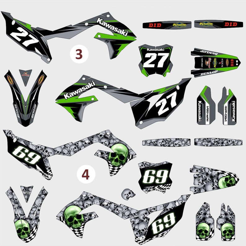 Kawasaki Motocross Decals, Custom Vinyl Graphics Kit - Etsy