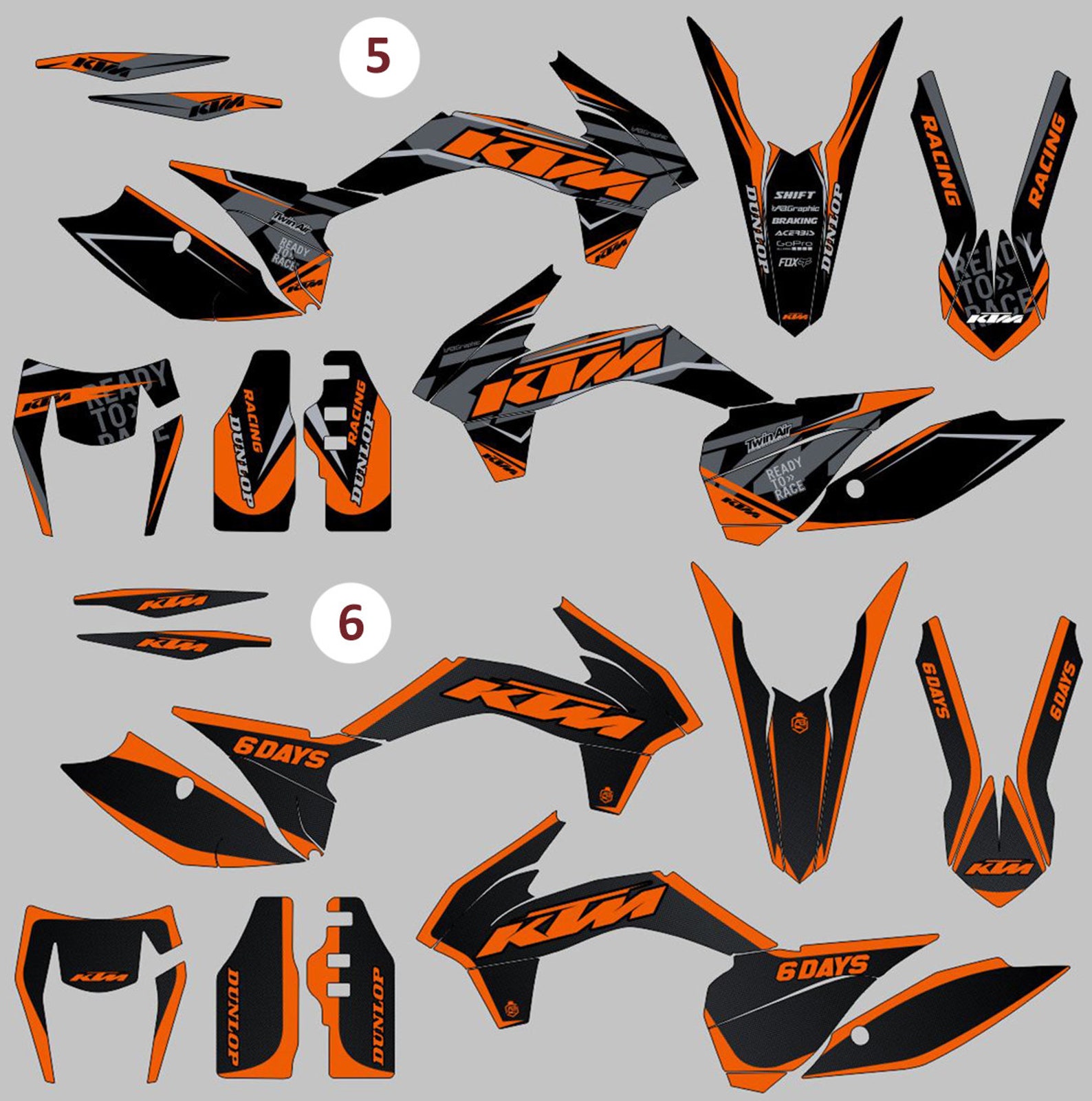 Custom Vinyl Protective Stickers Motorcycle KTM (SXF EXC Xs Adventure ...