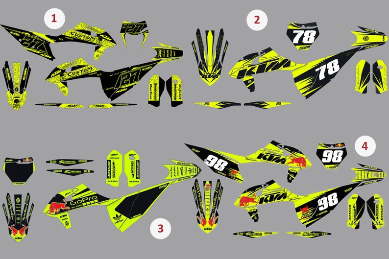 Fluorescent Stickers for Motorcycle KTM, Custom Vinyl Protective ...