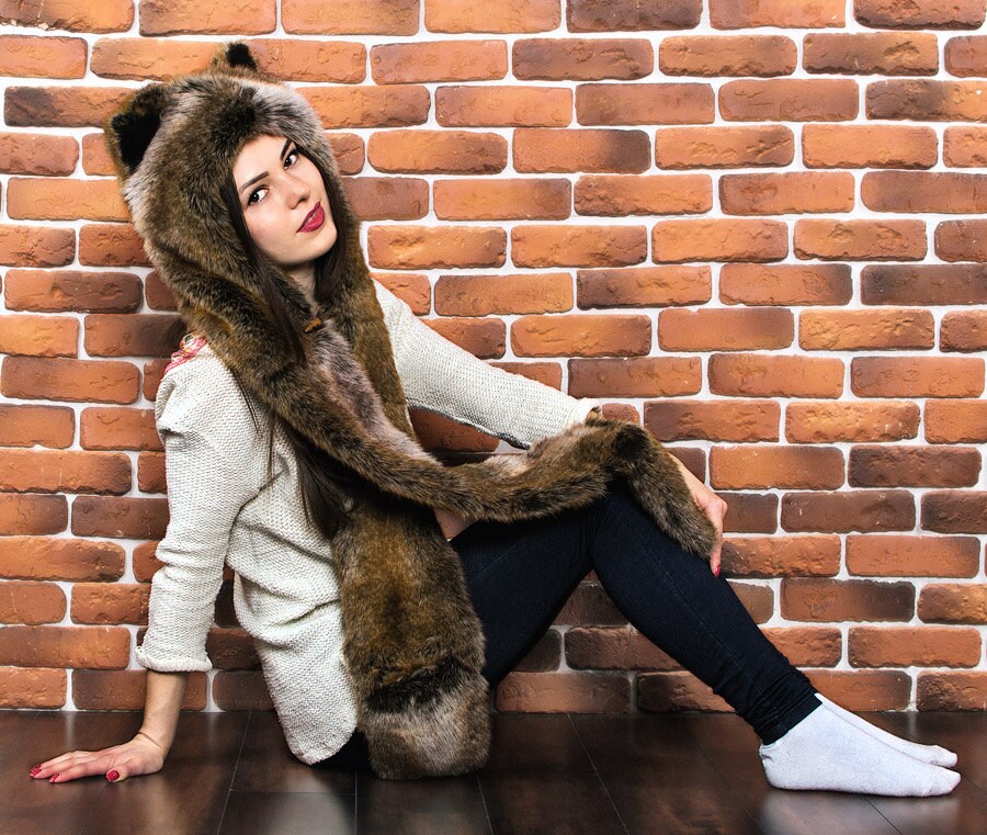 LYNX ORIGINAL Animal Hat From the Ukraine Best Quality faux Wolf Hoodie ...