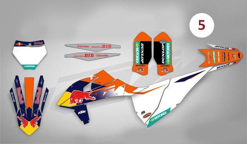 Motocross Vinyl Decal Kit, Custom Motorcycle Graphics, Rd Bull Design ...