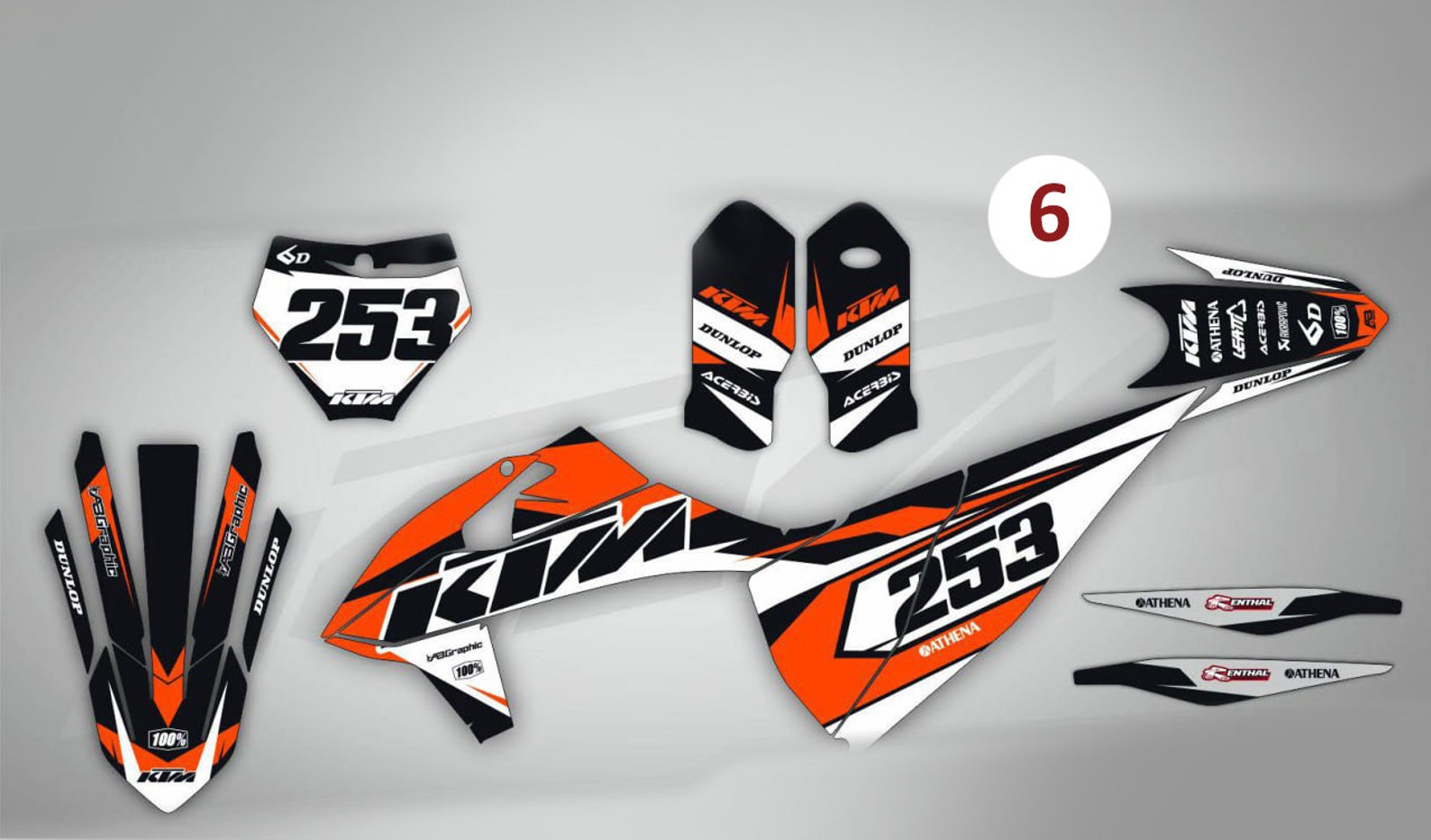 Vinyl Decals Graphic Kit for Motocross, Motorcycle KTM kovi Beta ...