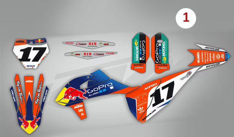 Motocross Vinyl Decal Kit, Custom Motorcycle Graphics, Rd Bull Design ...