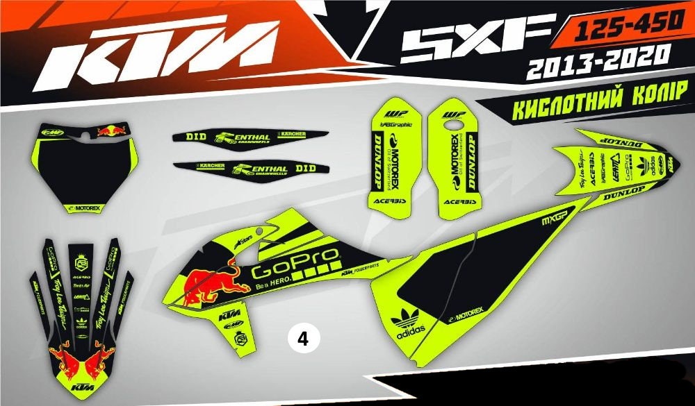 Neon Stickers for Motorcycle Kawasaki Yamaha KTM Honda Husqvarna Suzuki ...