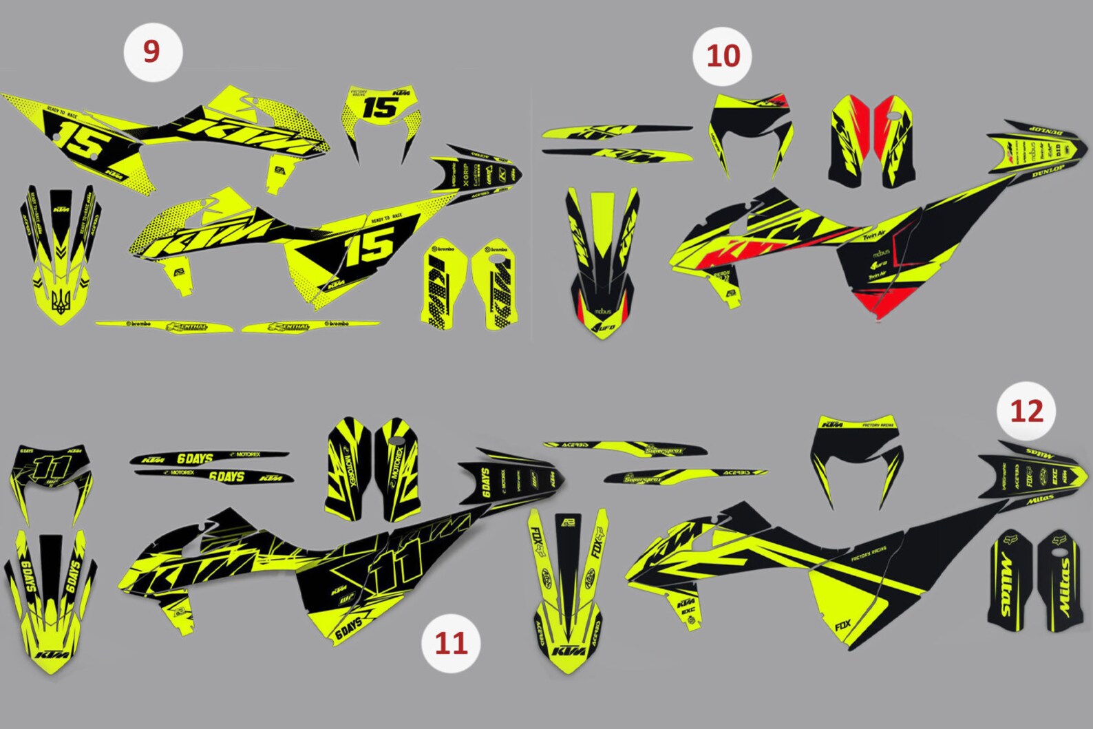 Fluorescent Stickers for Motorcycle KTM, Custom Vinyl Protective ...