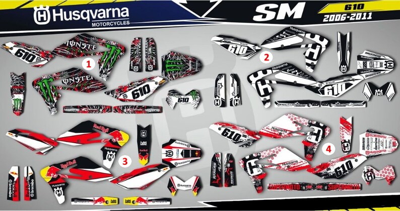 Motorcycle Vinyl Stickers, Graphic Set Decals for Husqvarna Te Wr Swm ...