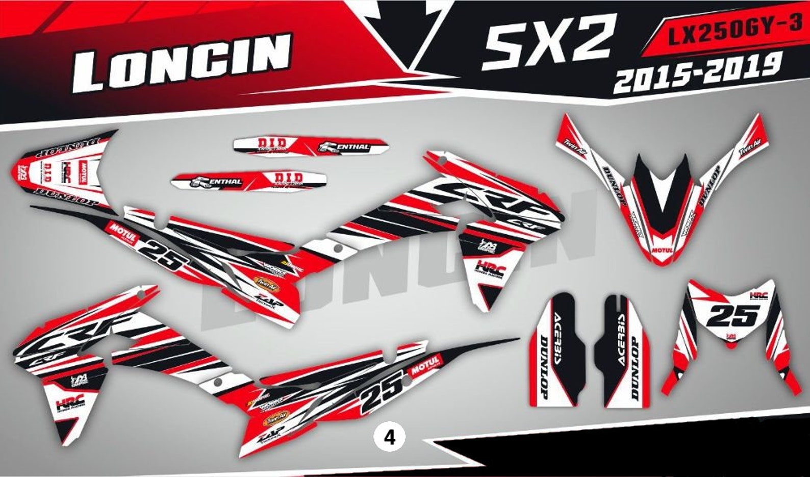 Motorcycle Sticker Set Loncin SX2 Shineray XY250GY-6B 6C Viper V250VXR ...