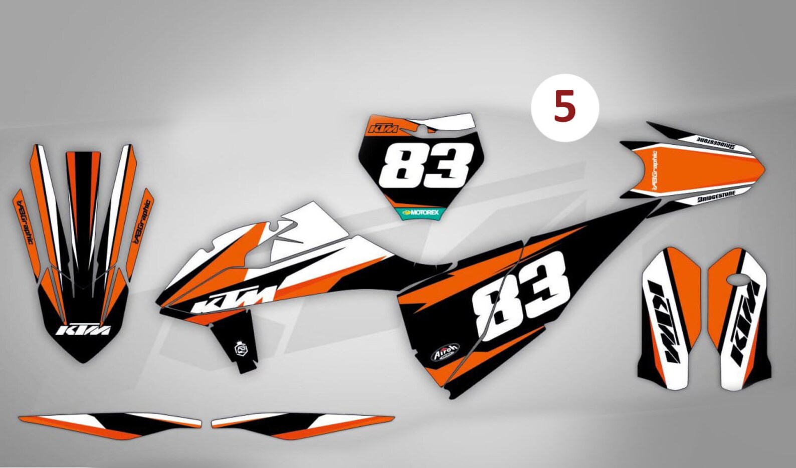 Vinyl Decals Graphic Kit for Motocross, Motorcycle KTM kovi Beta ...
