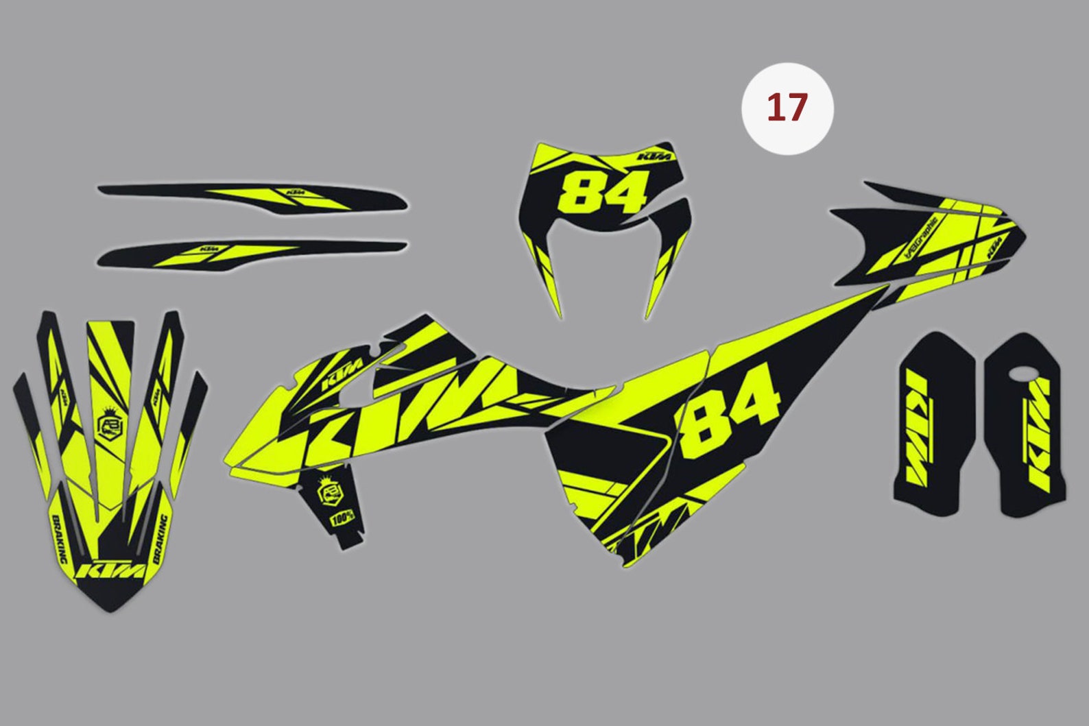 Fluorescent Stickers for Motorcycle KTM, Custom Vinyl Protective ...
