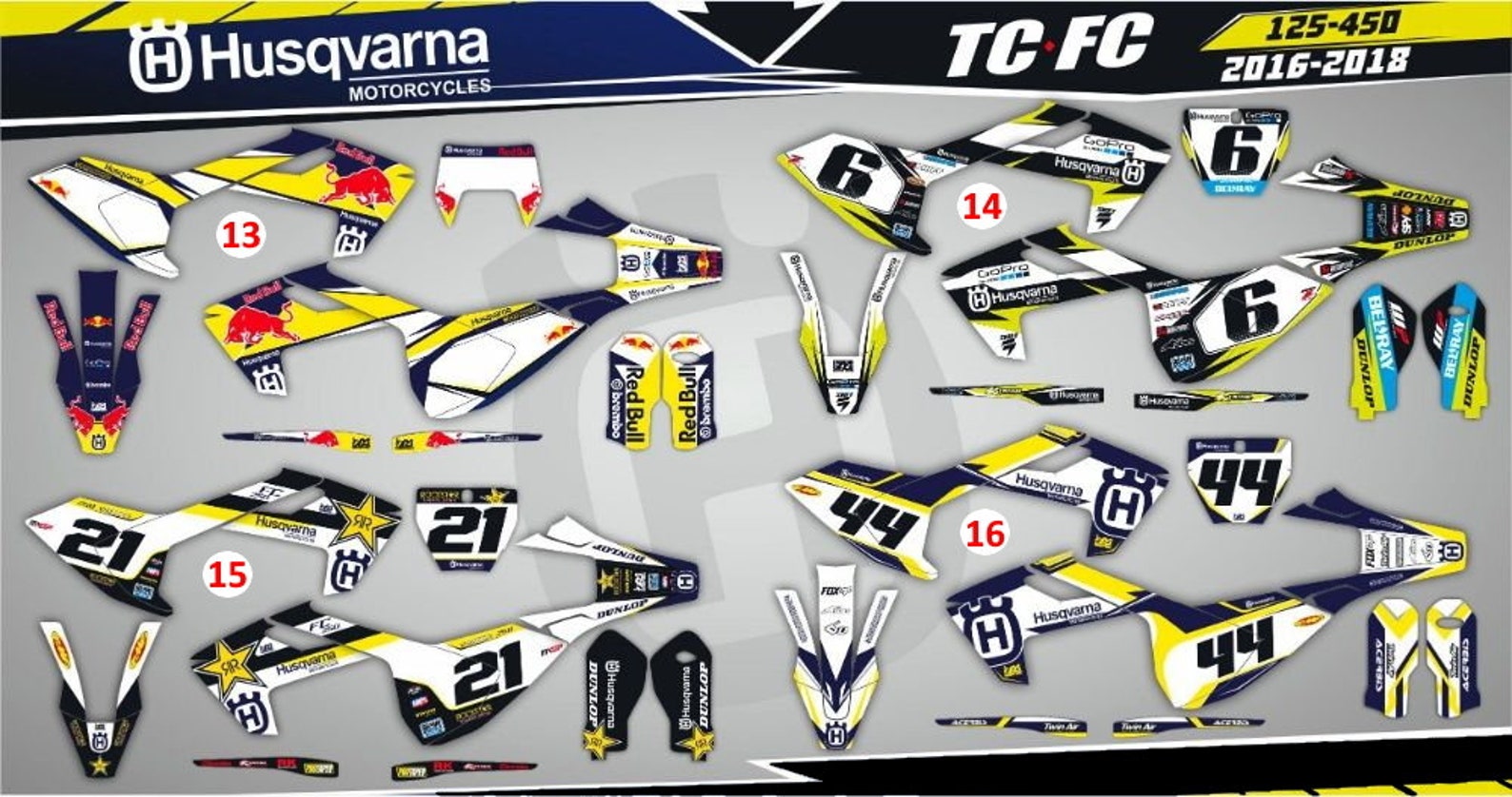 Motorcycle Vinyl Stickers, Graphic Set Decals for Husqvarna Te Wr Swm ...