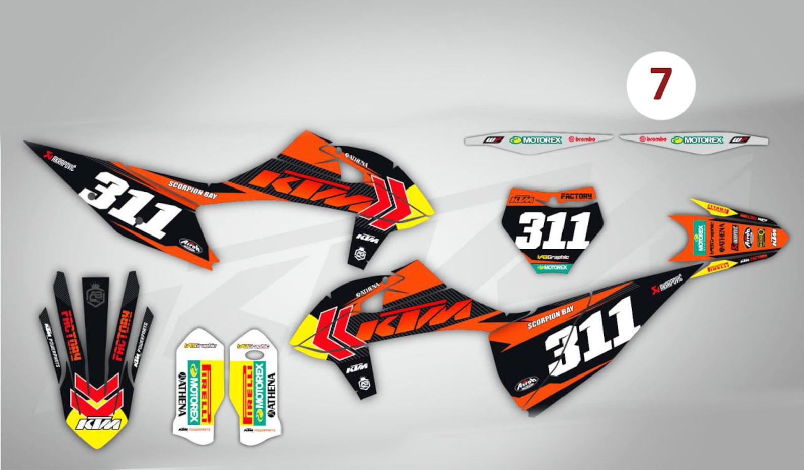 Vinyl Decals Graphic Kit for Motocross, Motorcycle KTM kovi Beta ...