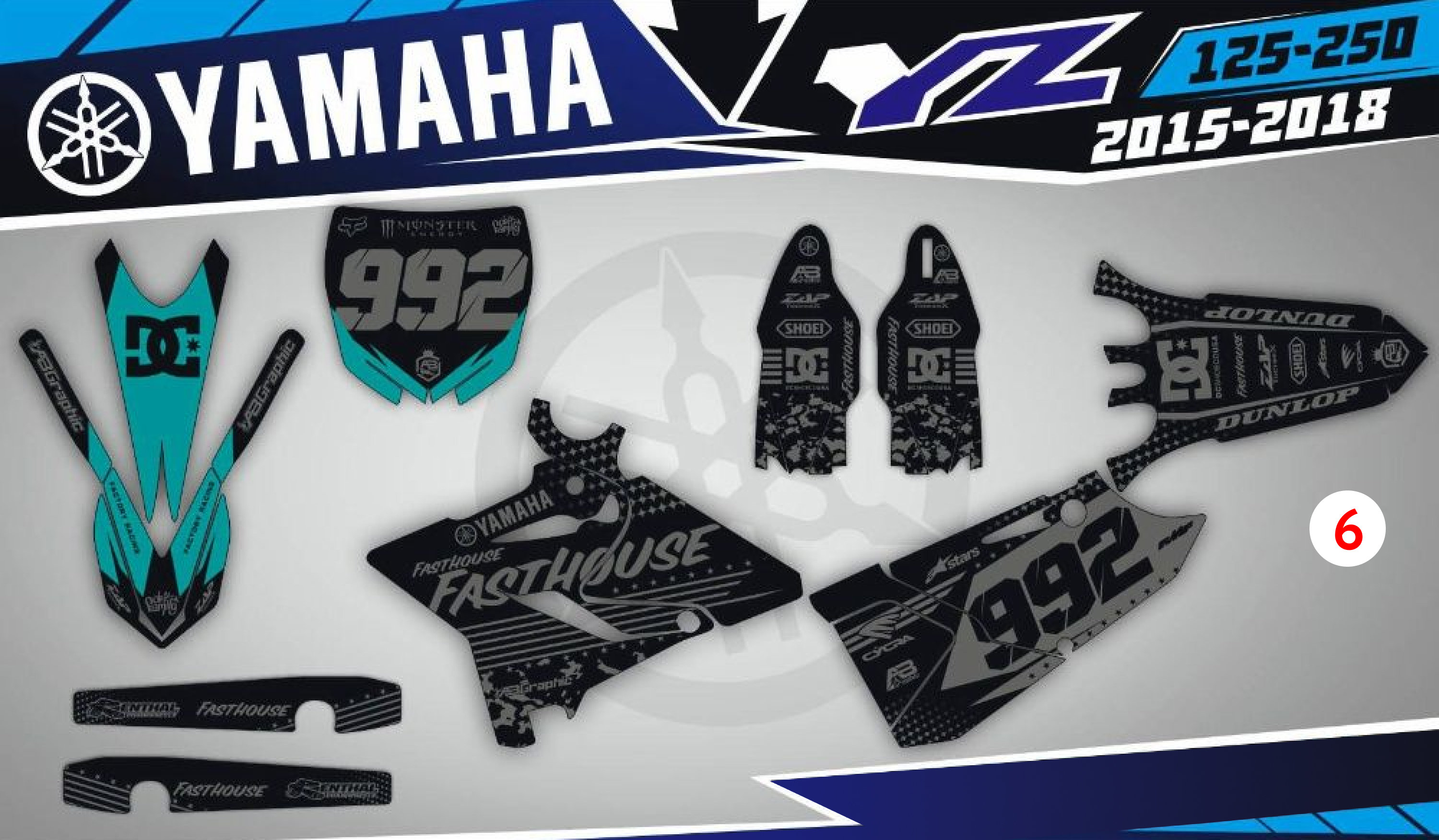 Custom Decal Graphic Kit for Dirt Bike Yamaha Yzf 250 450 Yz 85 125 Wrf ...
