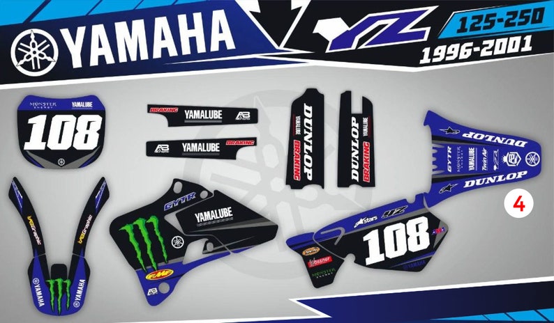 Custom Decal Graphic Kit for Dirt Bike Yamaha Yzf 250 450 Yz 85 125 Wrf ...