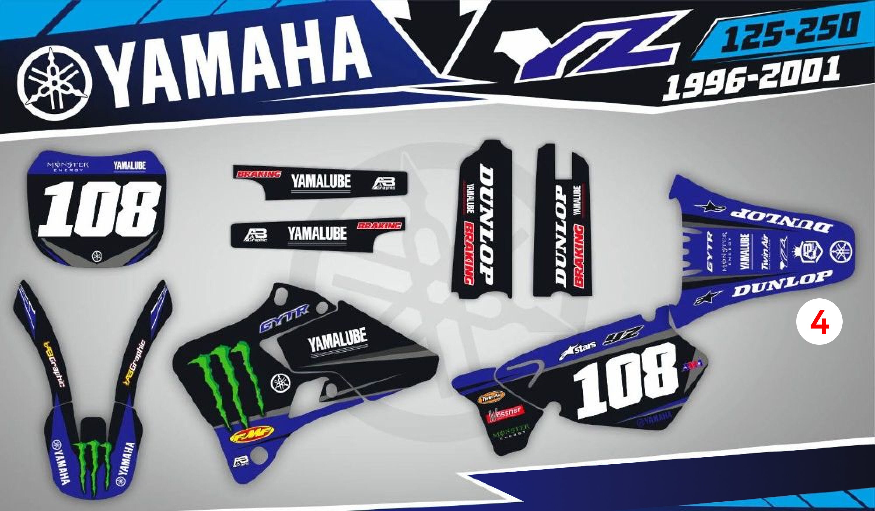 Custom Decal Graphic Kit for Dirt Bike Yamaha Yzf 250 450 Yz 85 125 Wrf ...