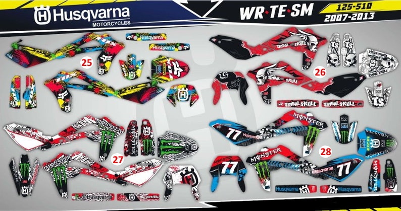 Motorcycle Vinyl Stickers, Graphic Set Decals for Husqvarna Te Wr Swm ...