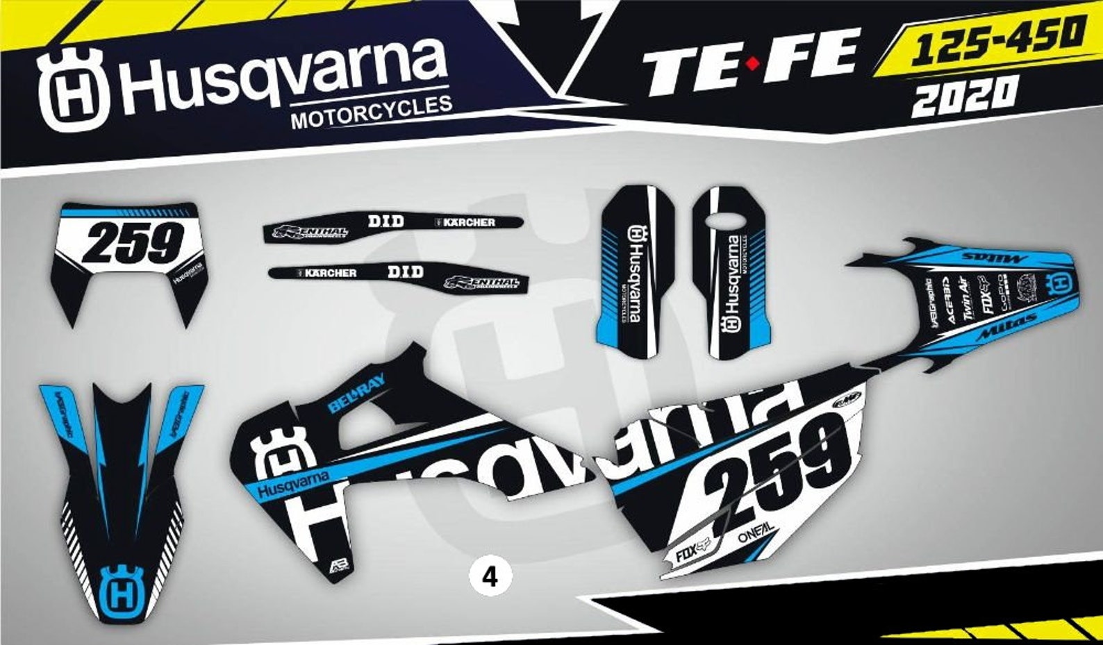 Motocross Husqvarna FC TC Kawasaki Kfr Honda CRF Motorcycle Sticker Set ...
