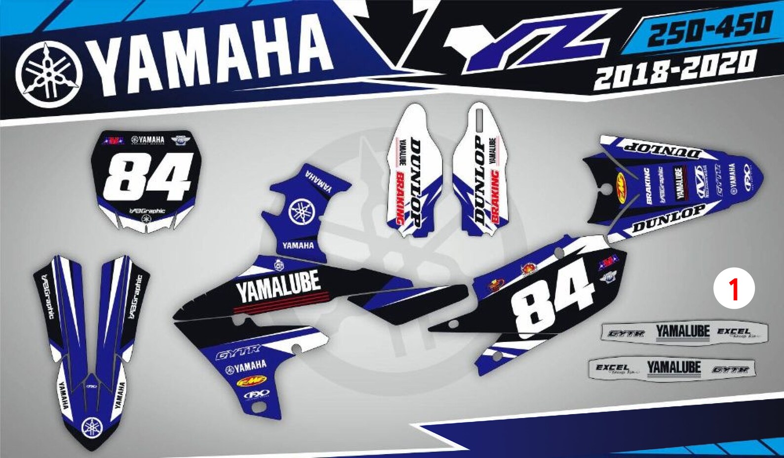 Custom Decal Graphic Kit for Dirt Bike Yamaha Yzf 250 450 Yz 85 125 Wrf ...