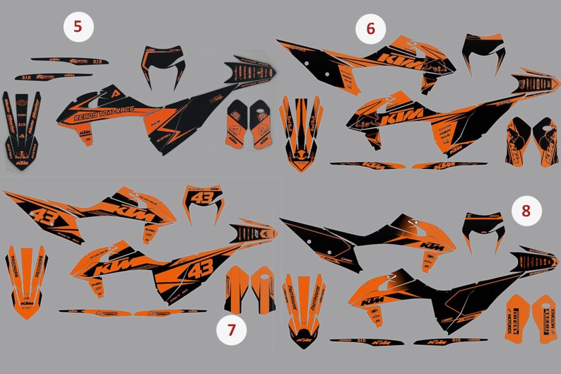 Fluorescent Stickers for Motorcycle KTM, Custom Vinyl Protective ...