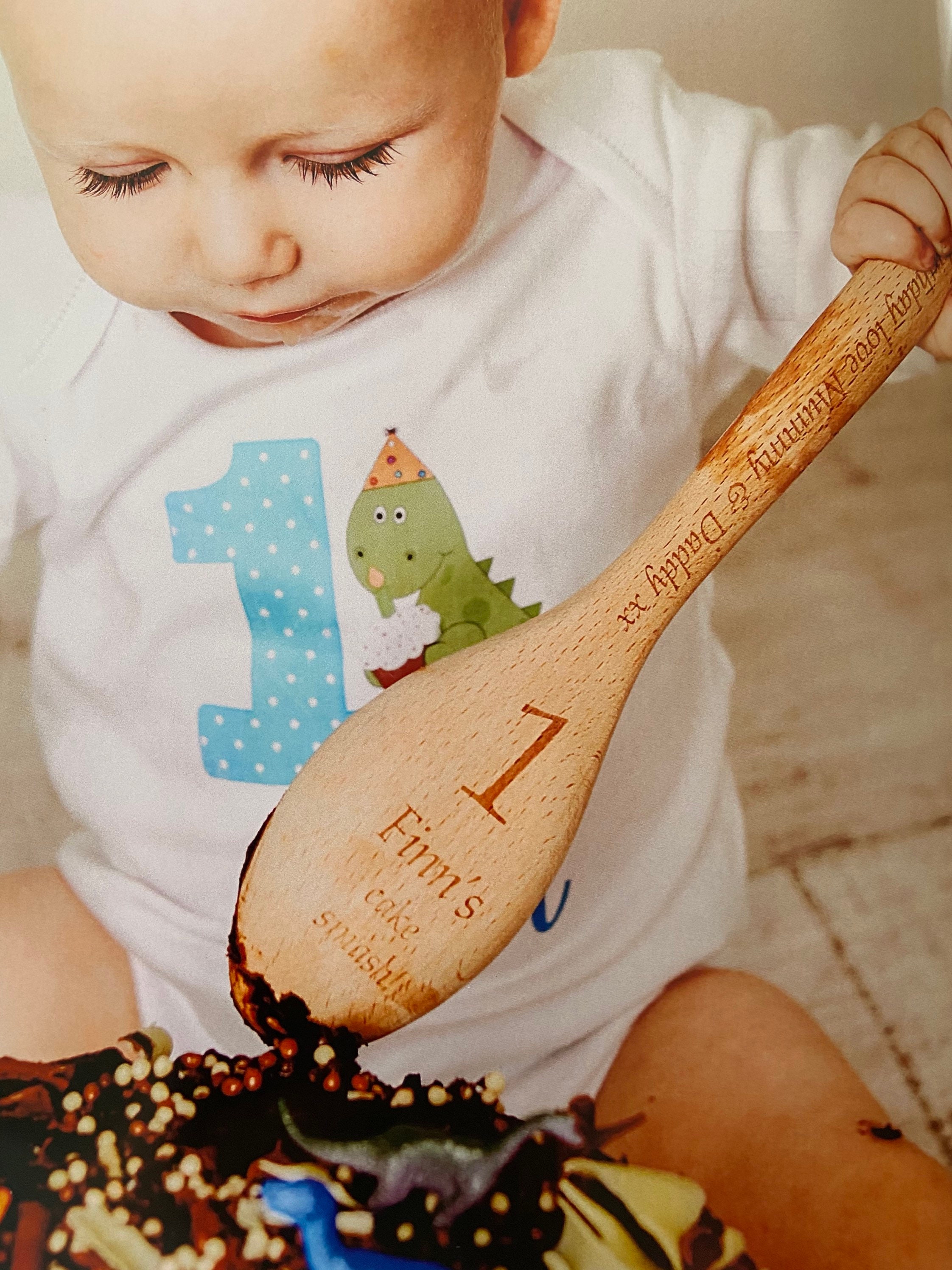 Cake Smash Wooden Spoons Engraved Kitchen & Dining Cooking Utensils ...
