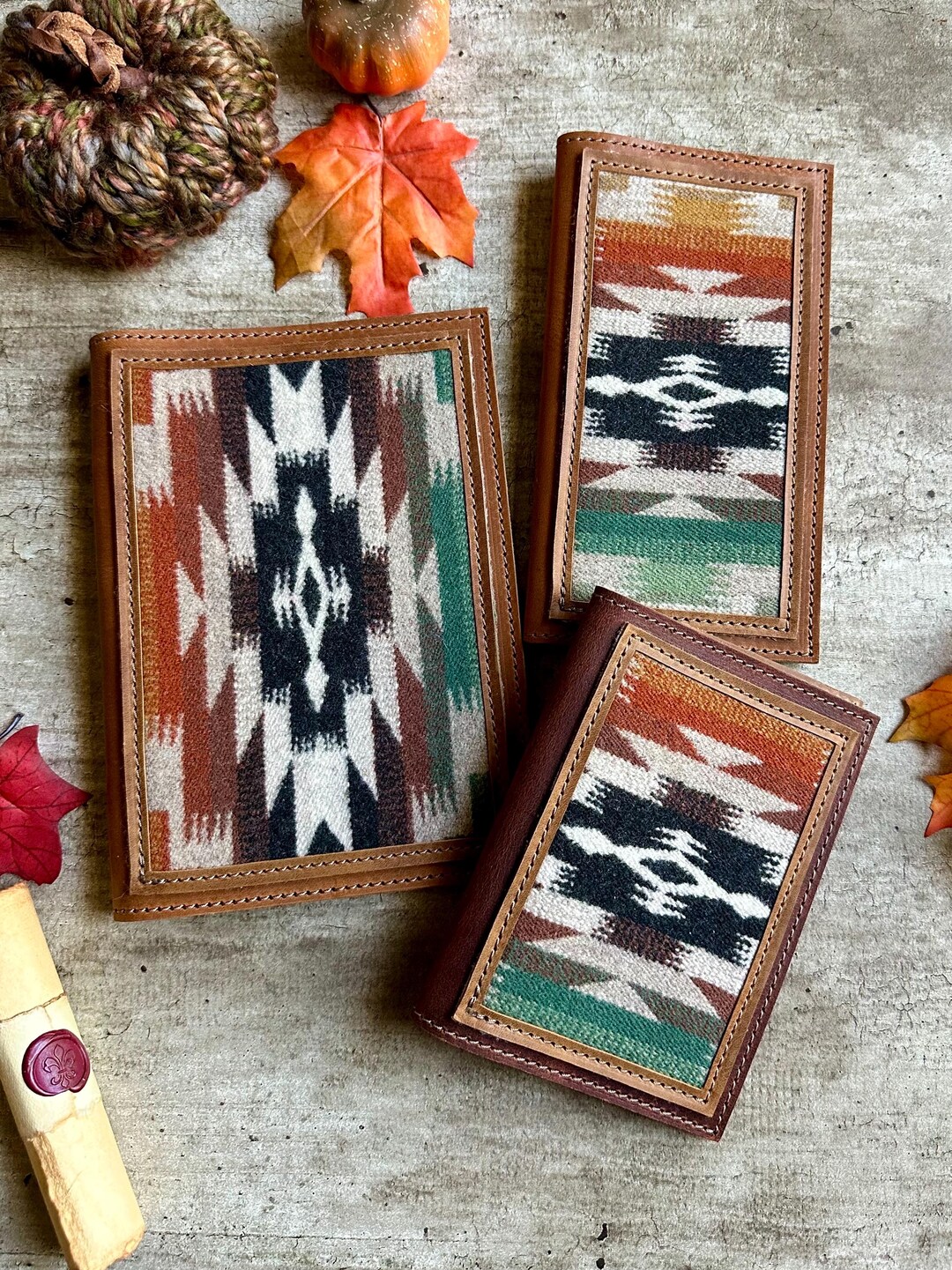 Pendleton Wool and Leather Notebook Cover: Mesilla Pendleton Wool, Tan ...