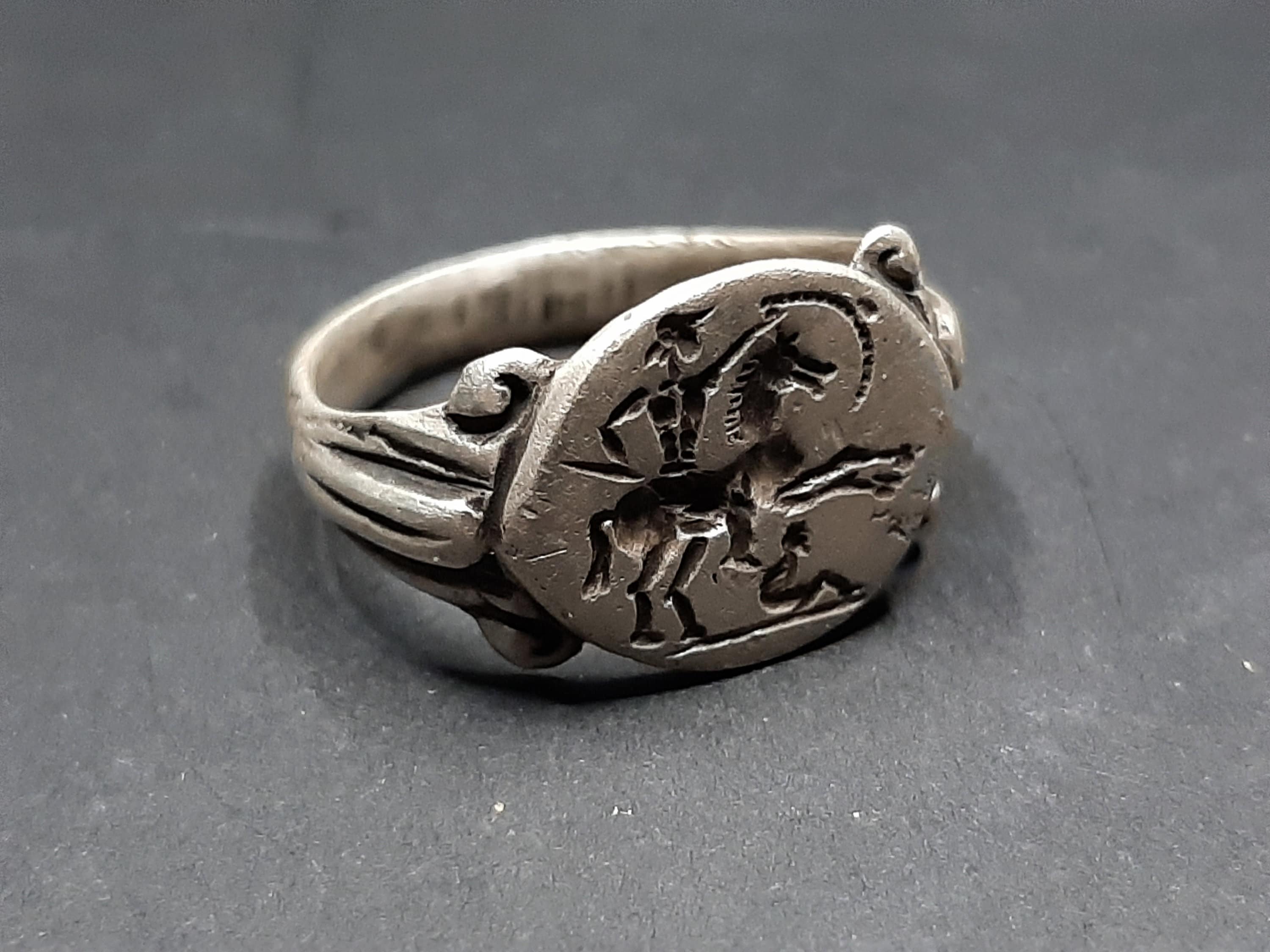 Ancient Roman Silver Ring With an Image - Etsy