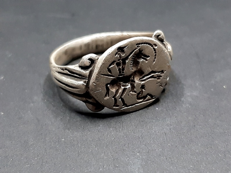 Ancient Roman Silver Ring With an Image - Etsy