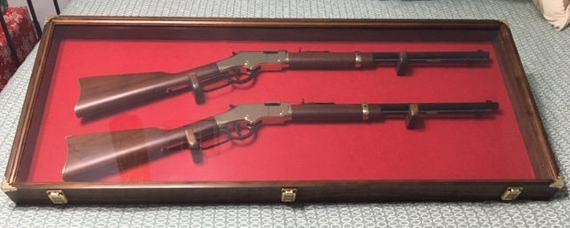 Double Rifle Display Case 44x18x3 wall mount locking | Etsy