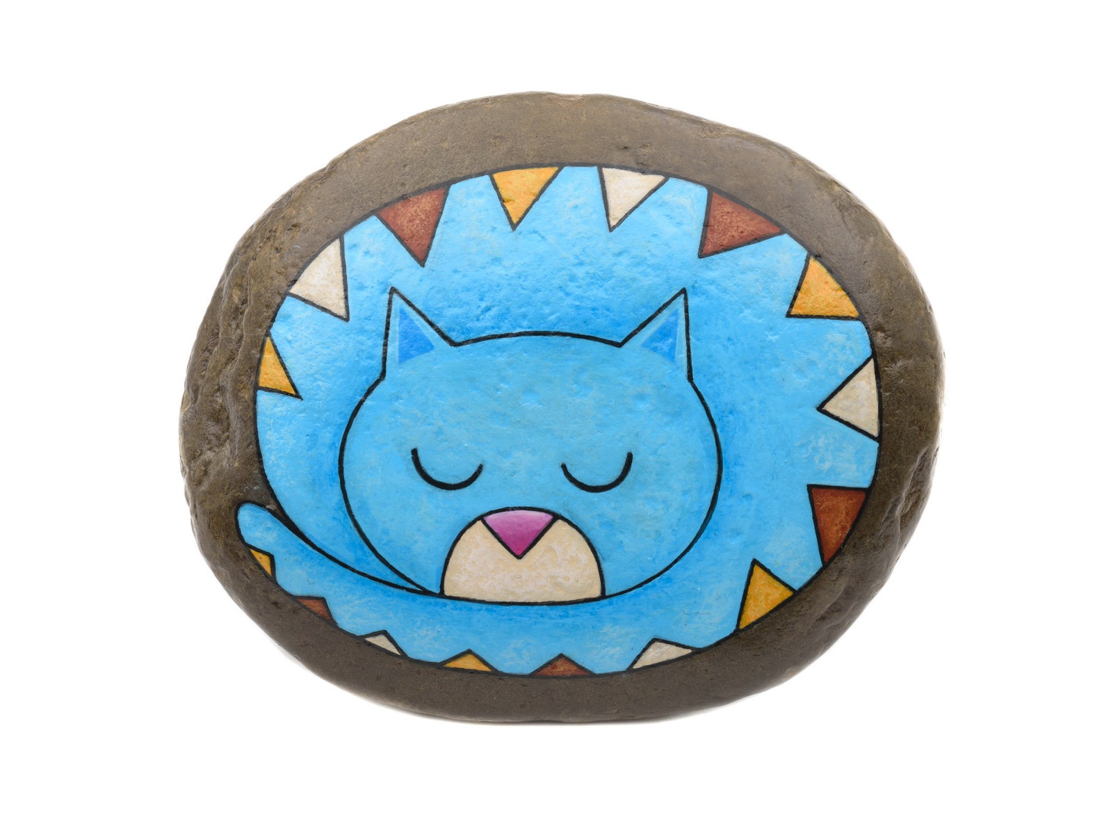 Sleeping Cat, Painted Rock, Painted Cat - Etsy