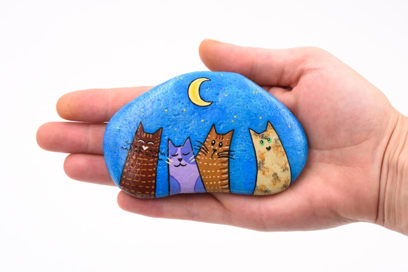 Funny Cats Painted Rock Cats Friends | Etsy