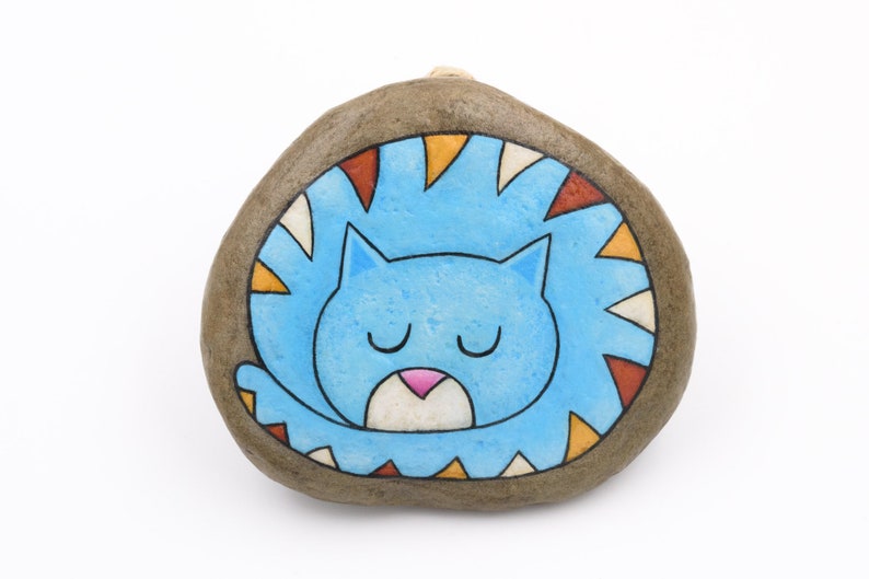 Sleeping Cat, Painted Rock, Painted Cat - Etsy
