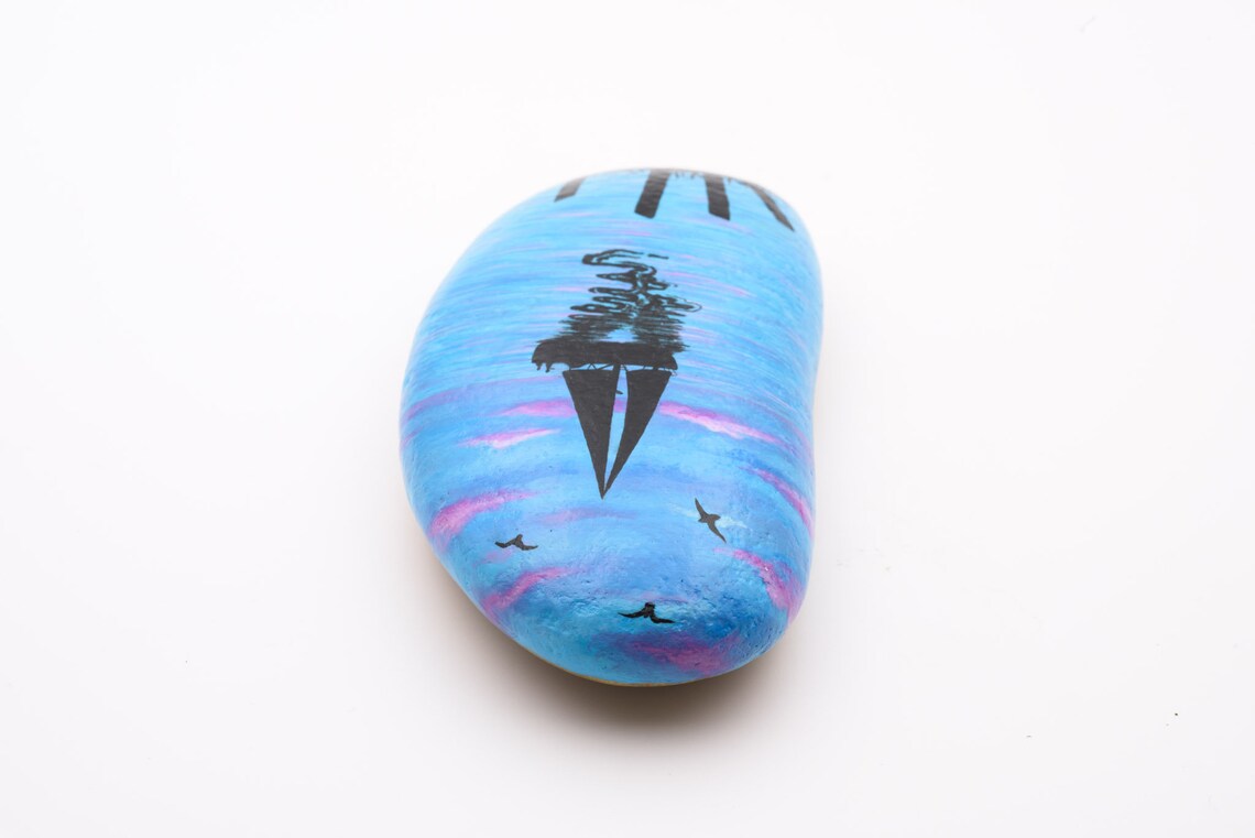 Sailboat on Stone Painted Rock Sailboat Art Seascape Boat - Etsy