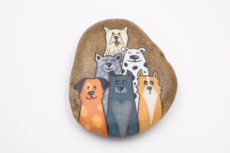 Funny Dogs Painted Stone Dogs Paint Dogs Friends - Etsy