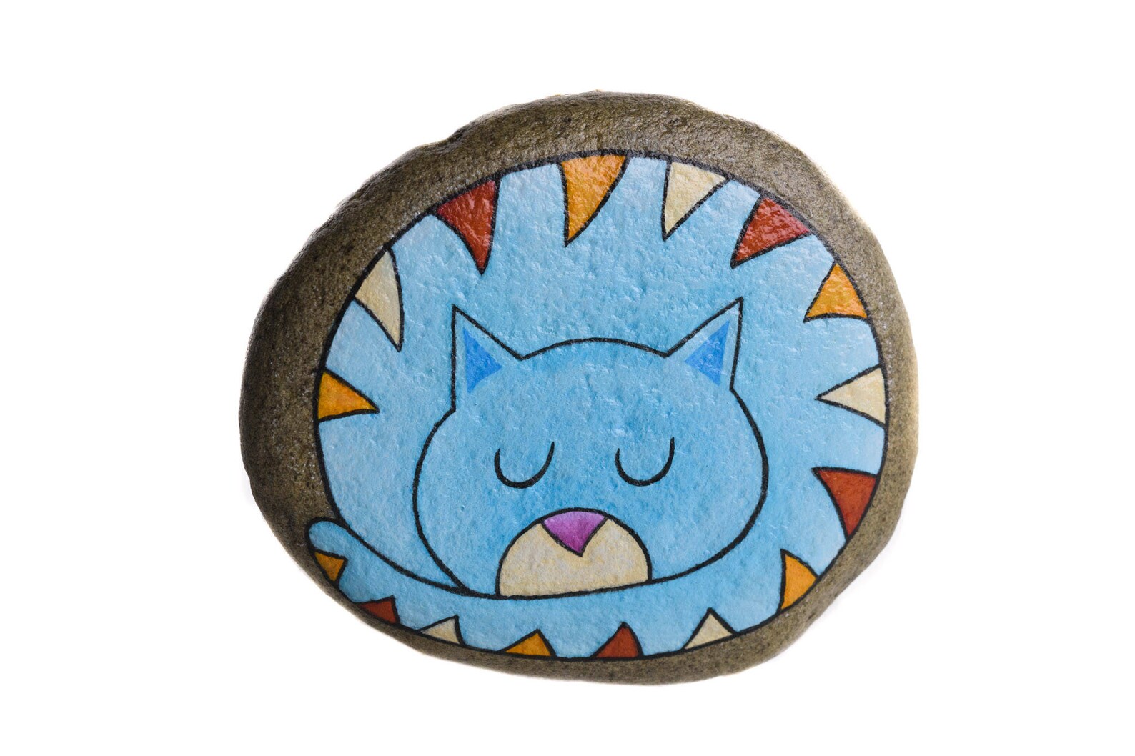 Sleeping Cat, Painted Rock, Painted Cat - Etsy