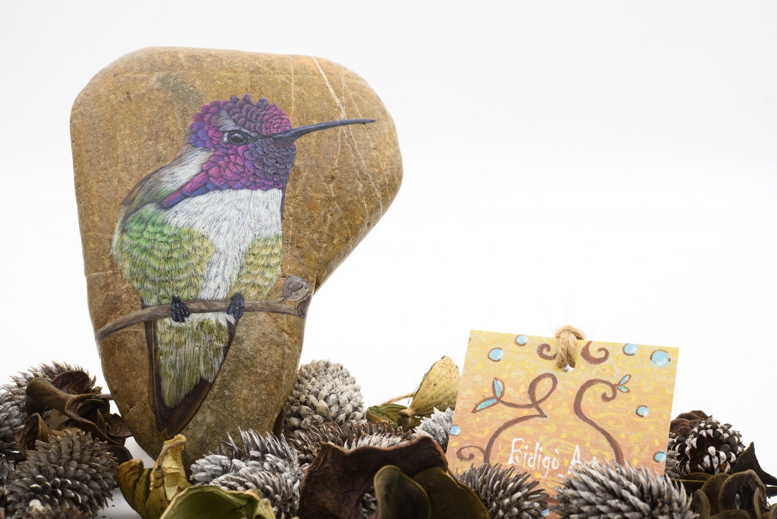Hummingbird painting Painted stone Rock art | Etsy