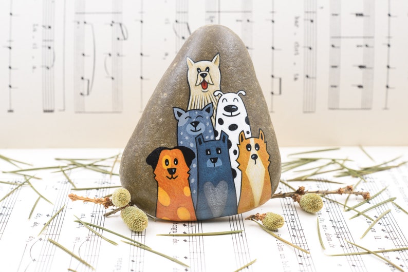 Funny Dogs Painted Stone Dogs Paint Dogs Friends - Etsy
