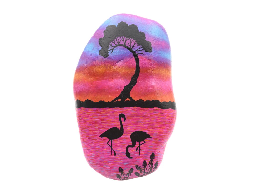 Flamingo Painting, Flamingo on Stone, Hand Painted Rock - Etsy