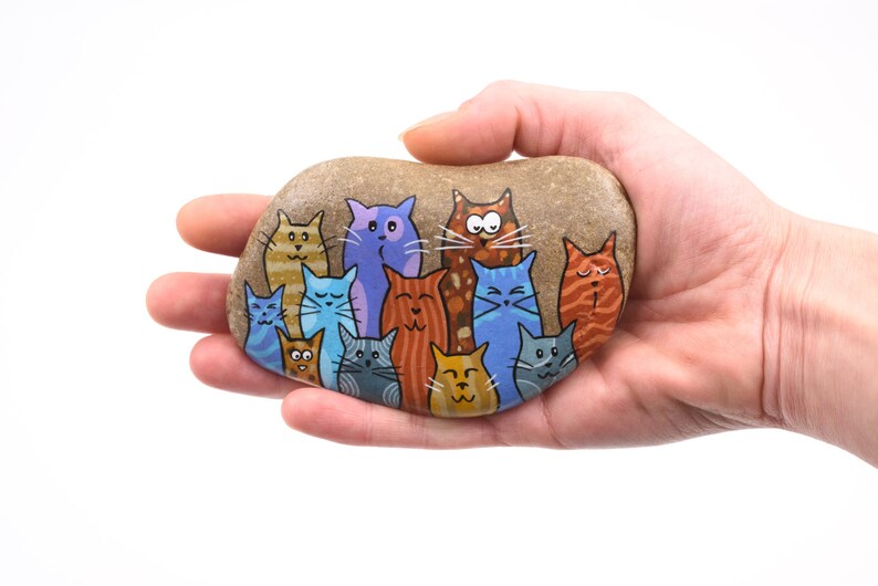 Funny Cats Painted Rock Cats Friends - Etsy