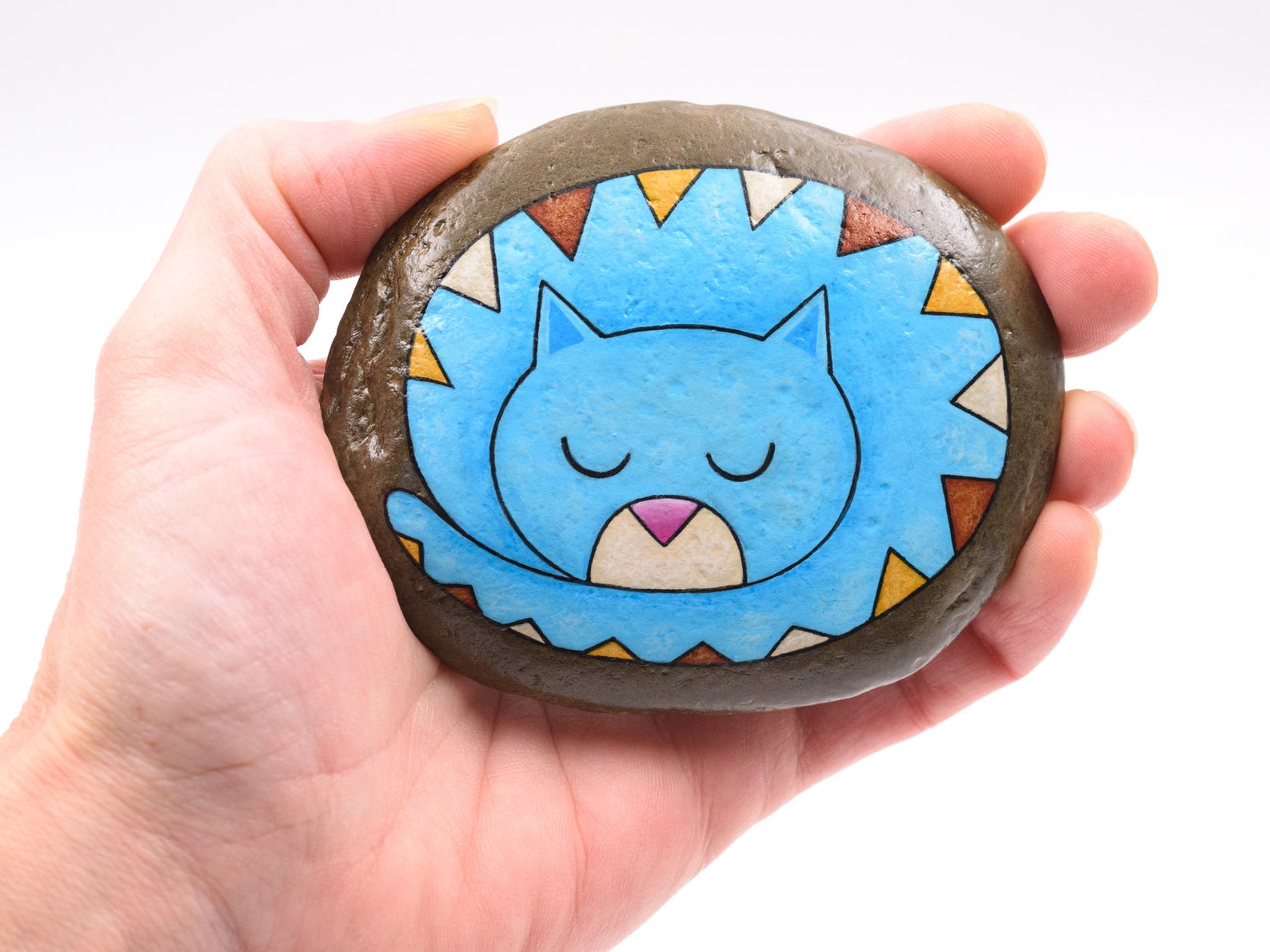 Sleeping Cat, Painted Rock, Painted Cat - Etsy