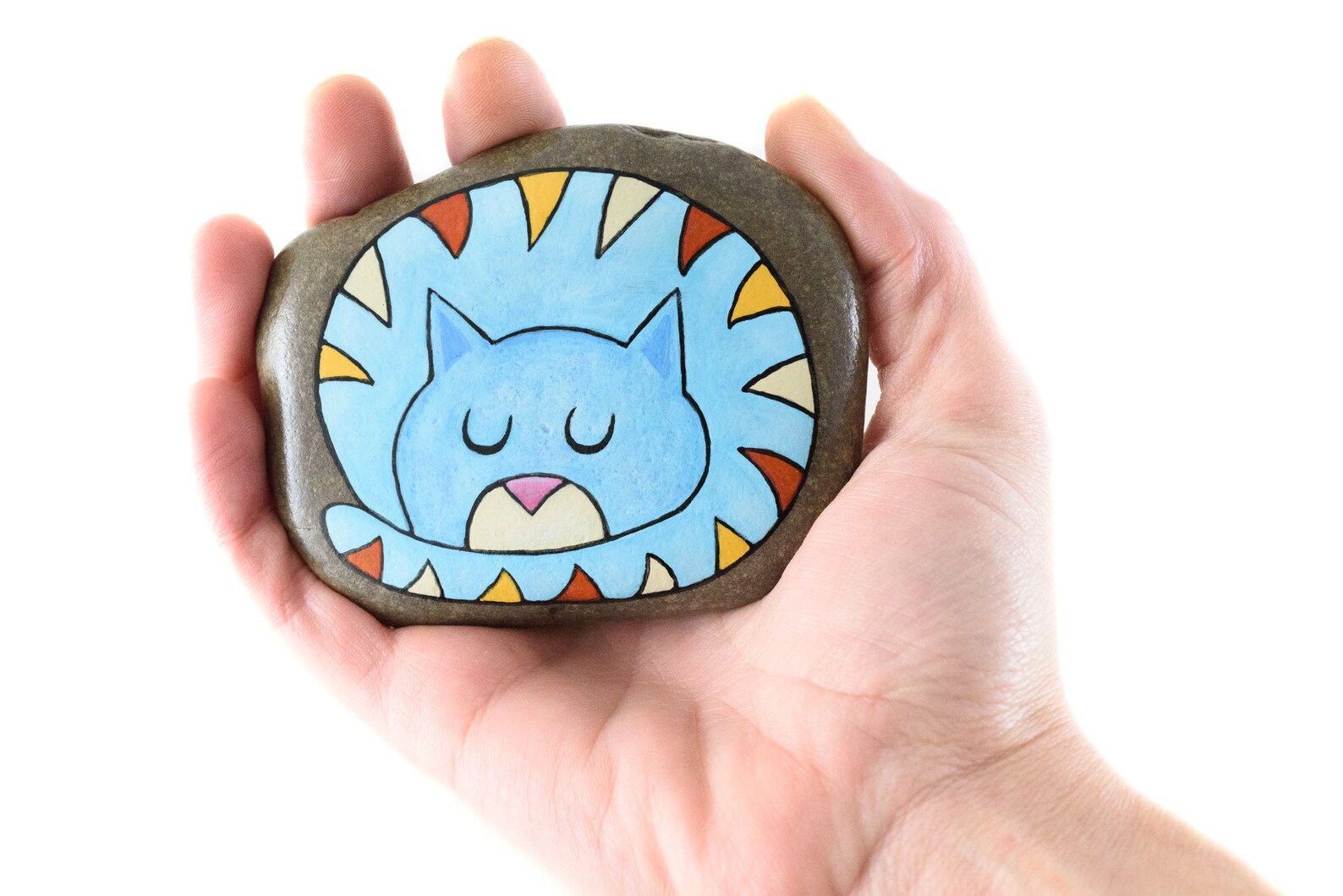 Sleeping Cat, Painted Rock, Painted Cat - Etsy